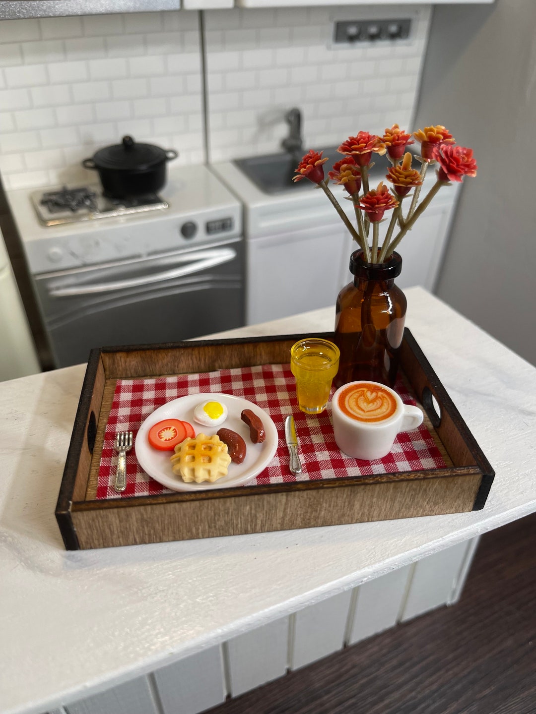 1:6 Scale Miniature Breakfast Tray Set - Etsy