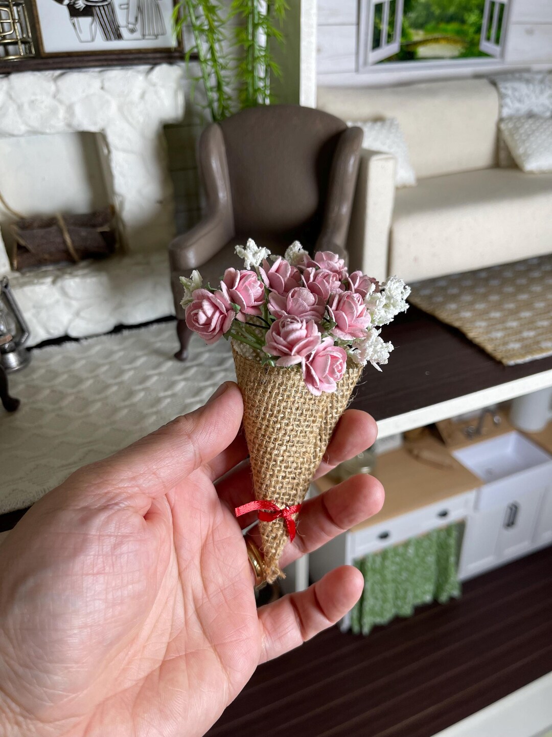 Miniature Dollhouse Rose Bouquet (available in Different Colors) 1:6 ...
