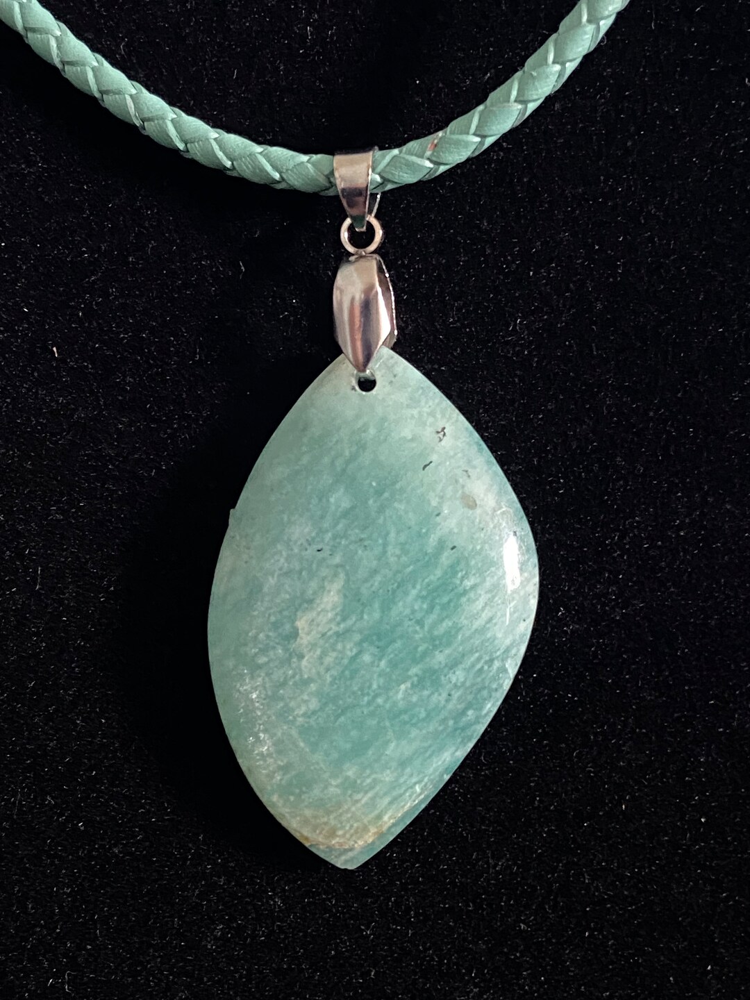 Aqua and White Quartzite With Aqua Leather Cord Necklace - Etsy