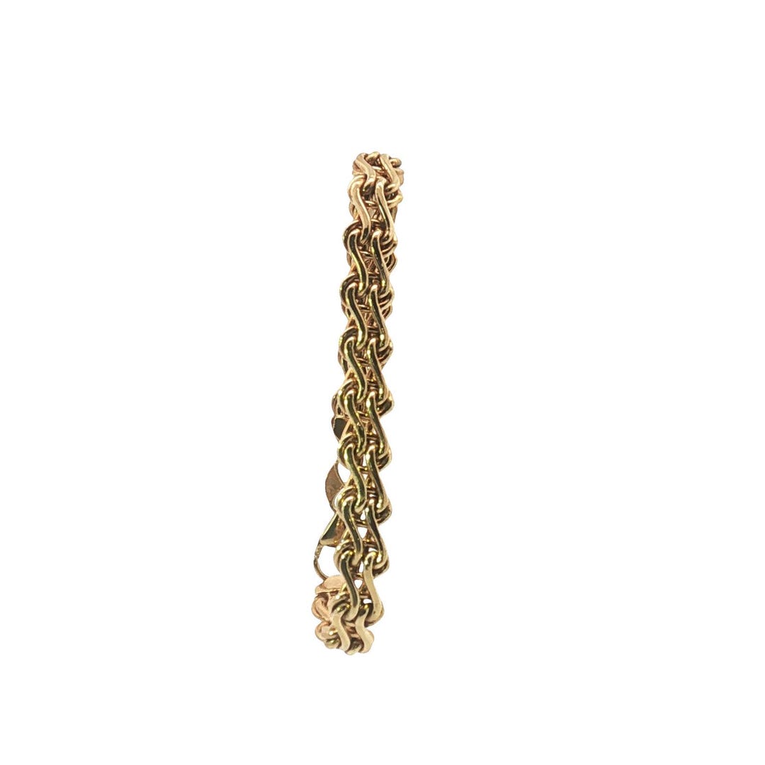 Vintage 14KY Interlocking Wave Link Bracelet 6.75" - Etsy