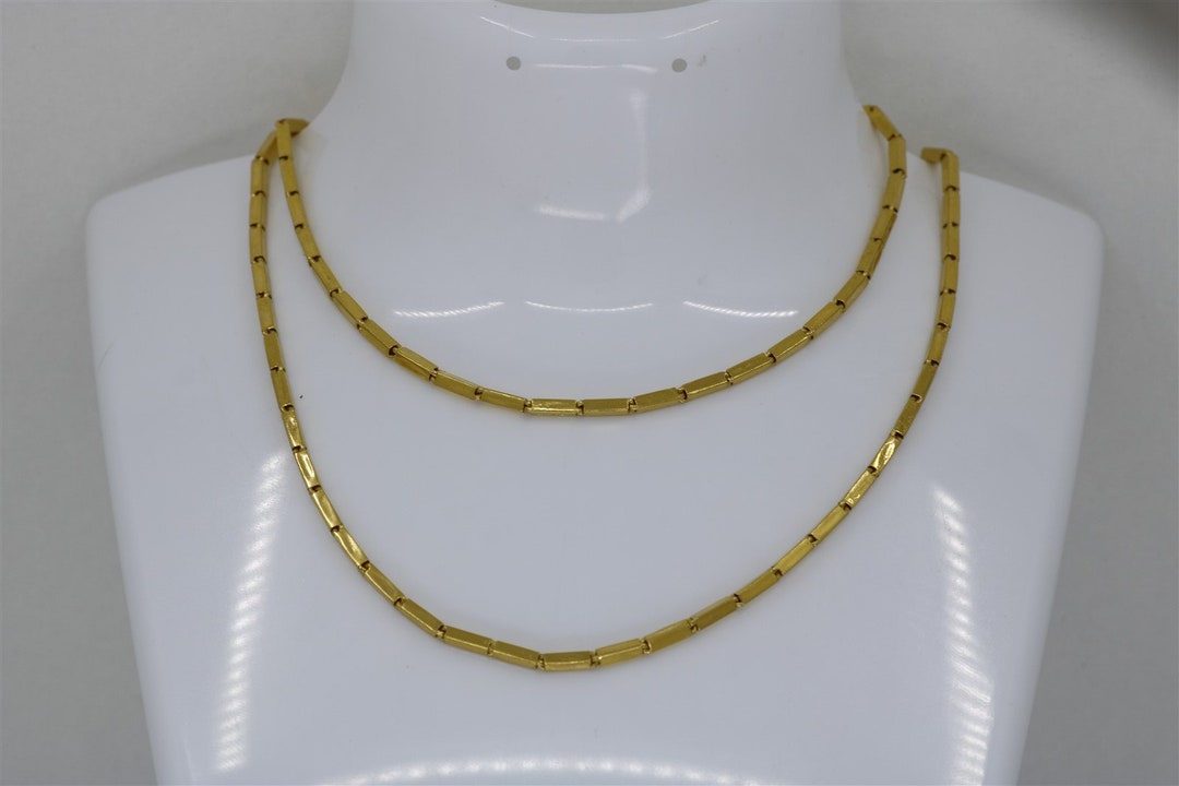 Vintage 22k Yellow Gold Bar Chain Necklace 24 - Etsy