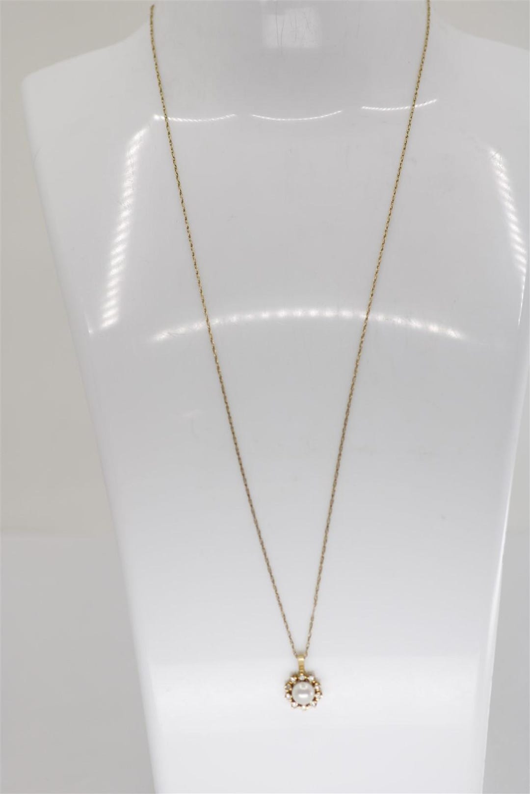 14K Yellow Gold Vintage 16 Inch Rope Diamond & Pearl Necklace 0.10 Cttw ...