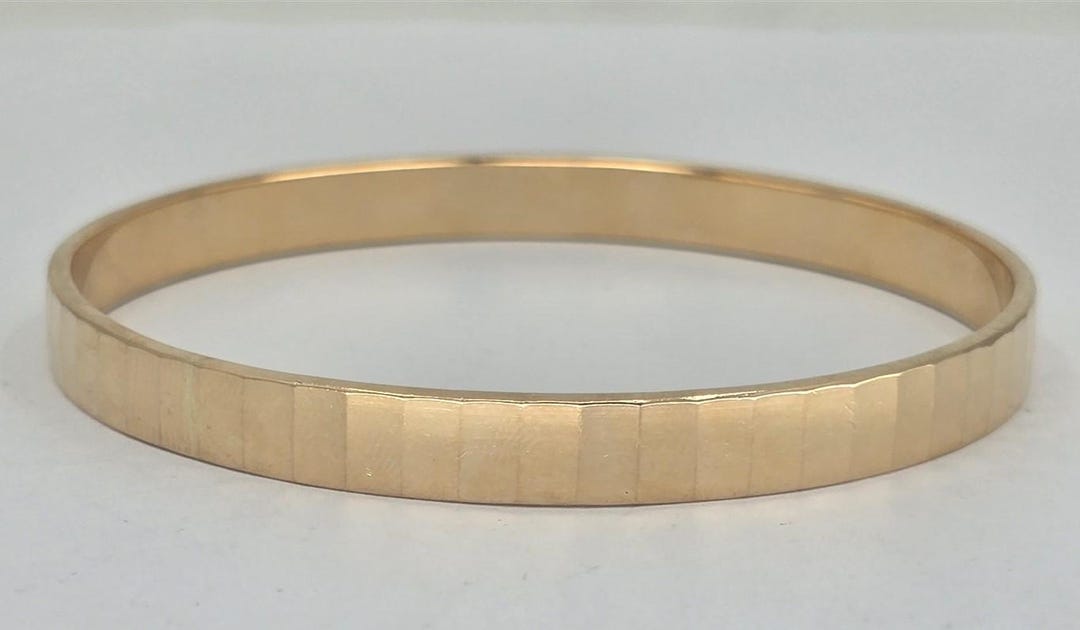 Vintage 14K Yellow Gold Ridged Bangle 2 5/8th - Etsy