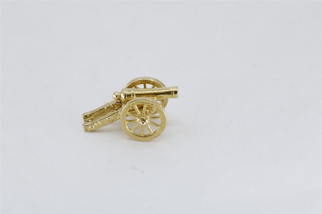 14K Yellow Gold Vintage 1 Inch Cannon Pendant - Etsy