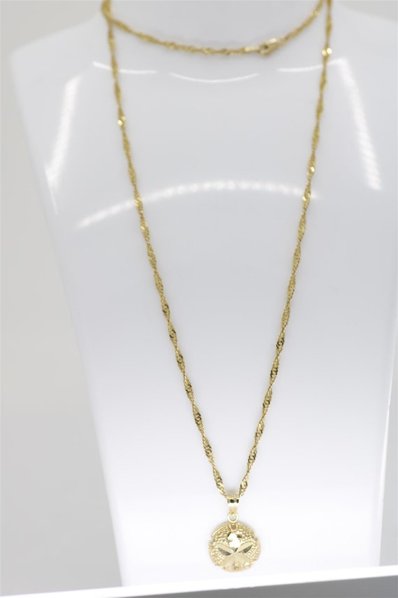 24"Rope Chain - 14k Gold Finish Wild Butterfly - Gem