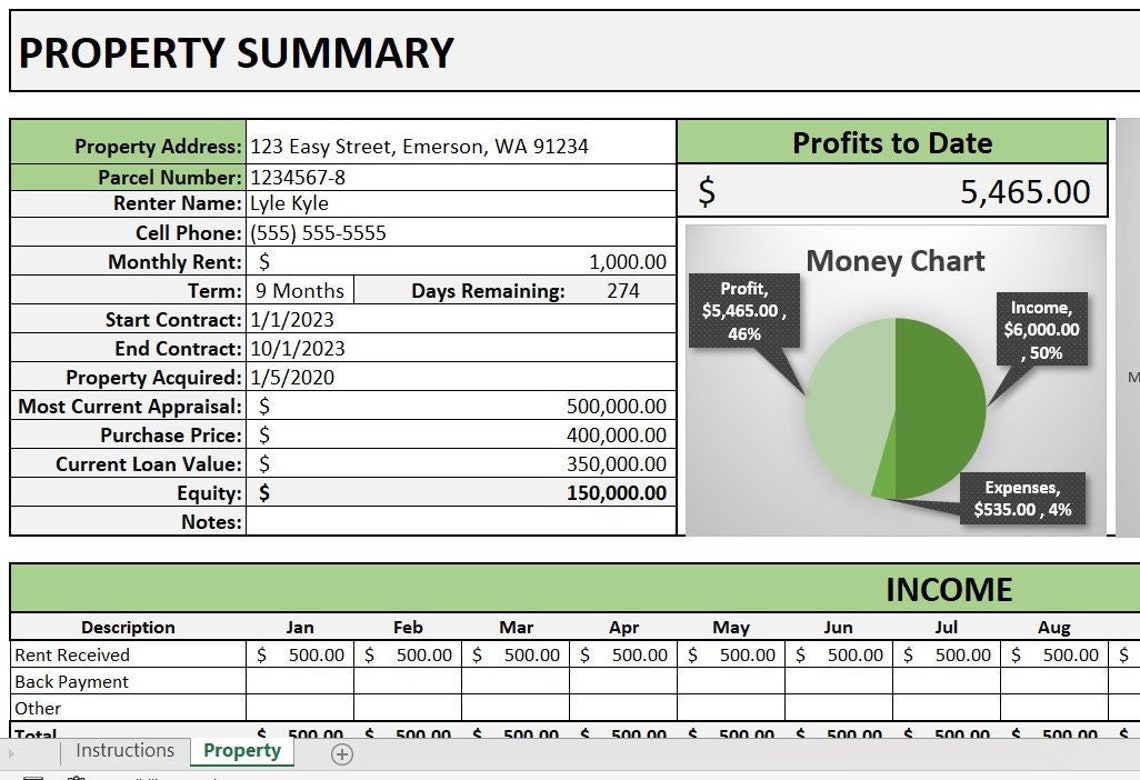 Rental Property Management Worksheet (excel) - Etsy