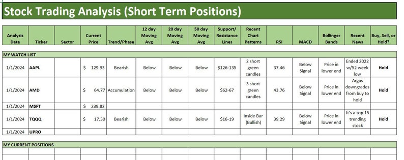 Stock Market Trading Record Spreadsheet - Etsy