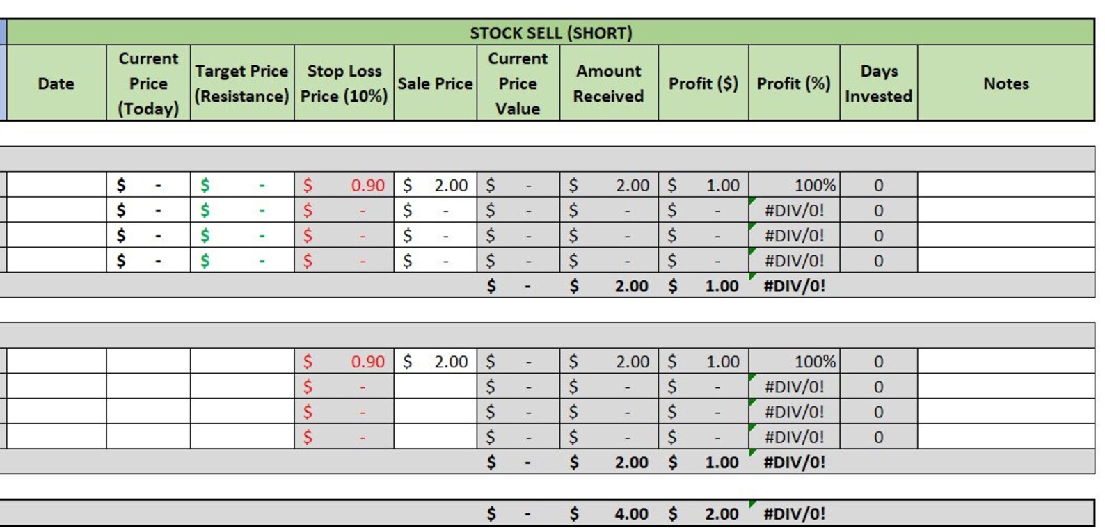 Stock Market Trading Record Spreadsheet - Etsy