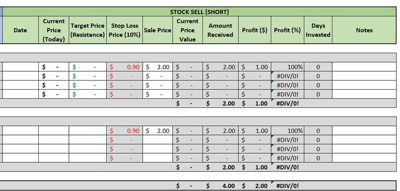 Stock Market Trading Record Spreadsheet - Etsy