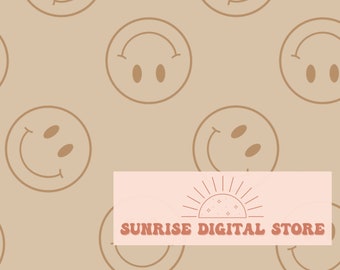 Smile Face Seamless Pattern Light Tan Color, Repeat Pattern, Commercial ...