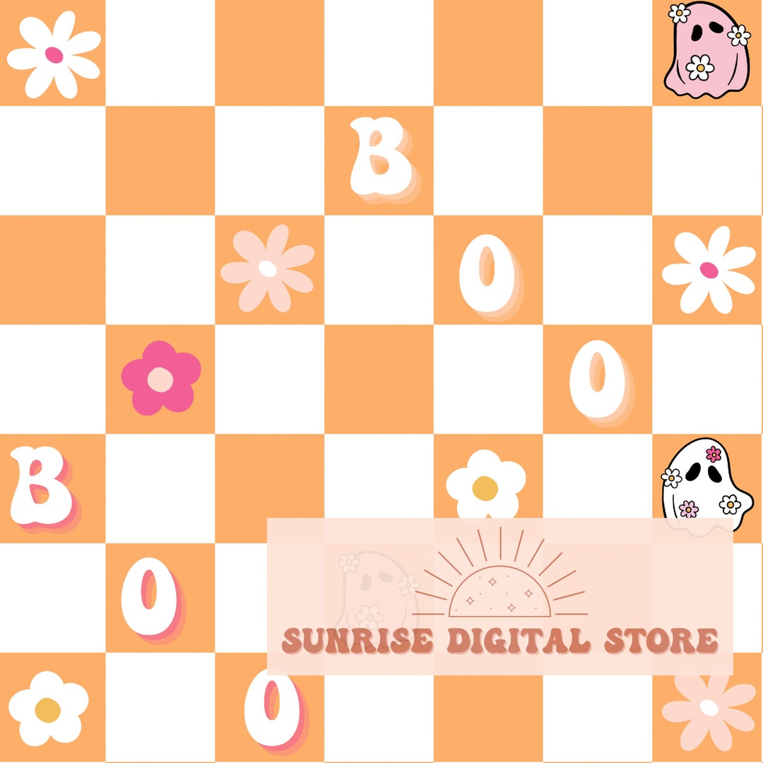 Groovy Retro Pink Halloween Seamless Pattern, Checkerboard Seamless ...