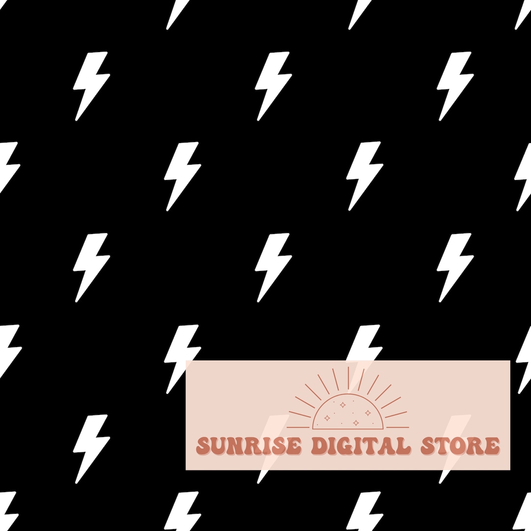 White Lightning Bolts on Black Background Seamless File, Skater ...
