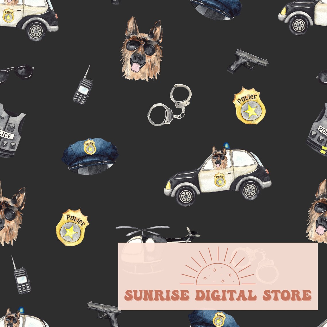 Law Enforcement Seamless Pattern, Police Pup Repeat Pattern, Cute LEO ...