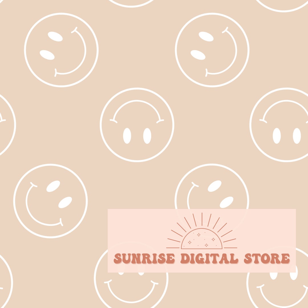 Smile Face Seamless Pattern Light Tan Color, Repeat Pattern, Commercial ...