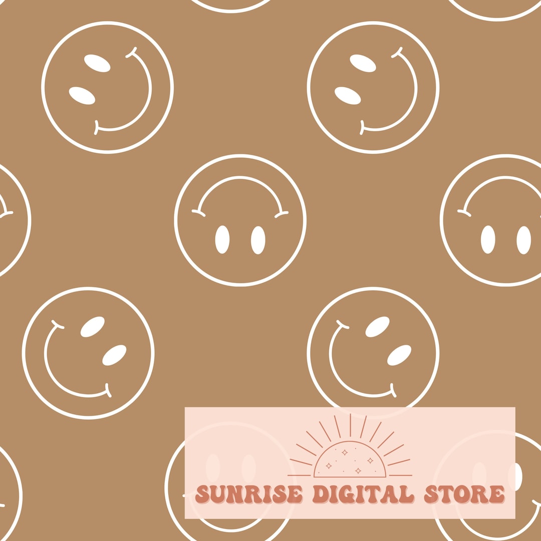 Smile Face Seamless Pattern Tan Color, Repeat Pattern, Commercial Use ...