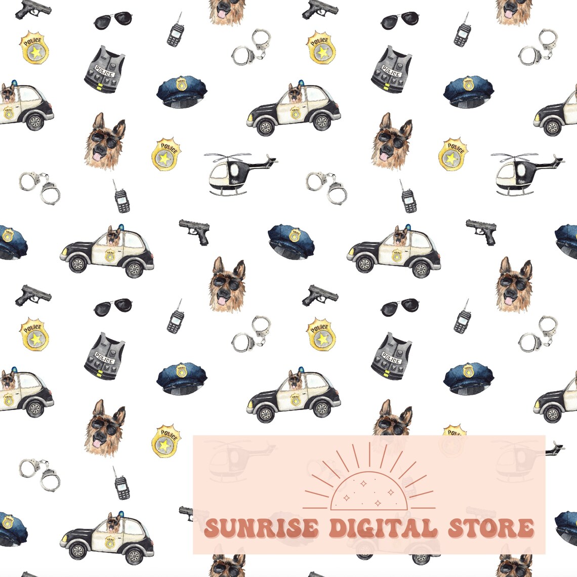 Law Enforcement Seamless Pattern, Police Pup Repeat Pattern, Cute LEO ...