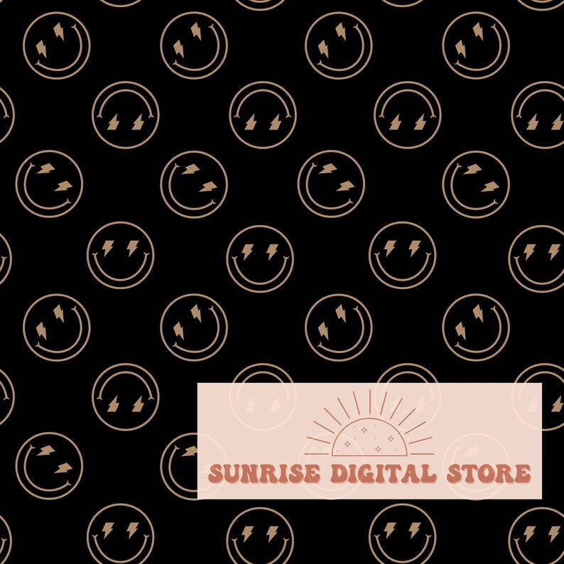 Lightning Eyes Smile Face Seamless Pattern, Happy Face Repeating ...