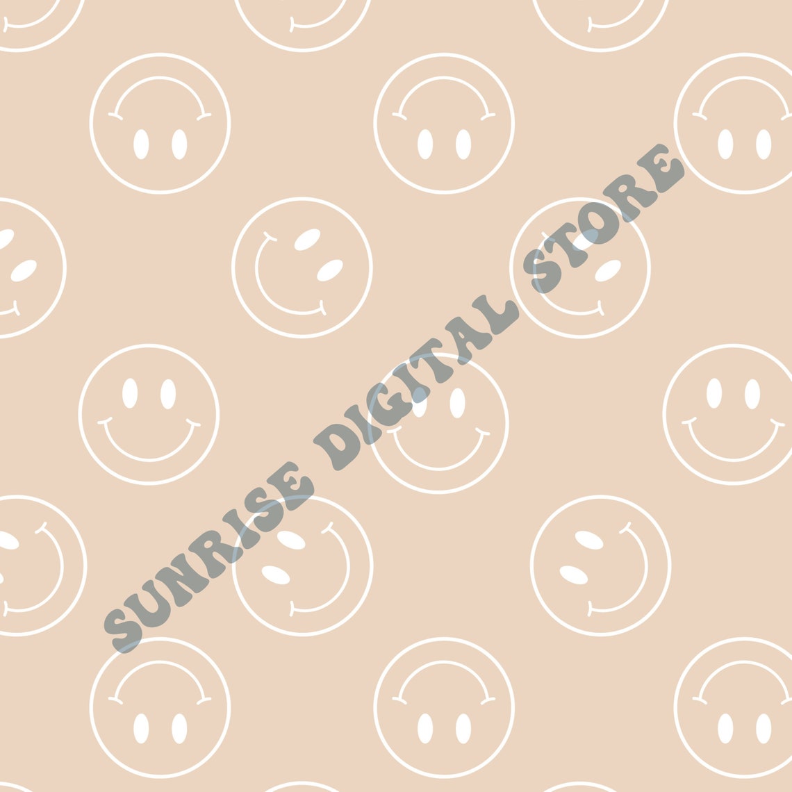 Smile Face Seamless Pattern Light Tan Color, Repeat Pattern, Commercial ...