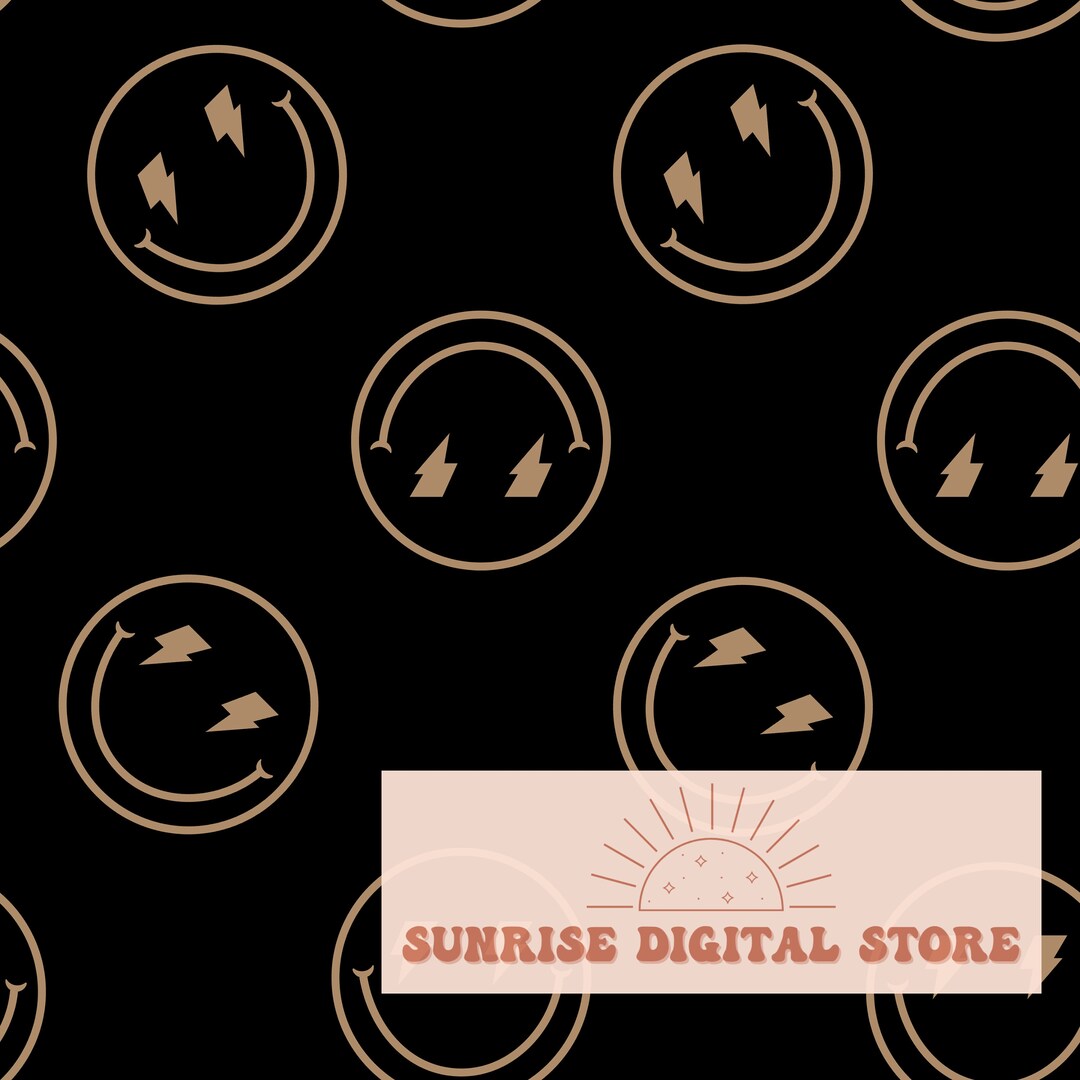 Lightning Eyes Smile Face Seamless Pattern, Happy Face Repeating ...