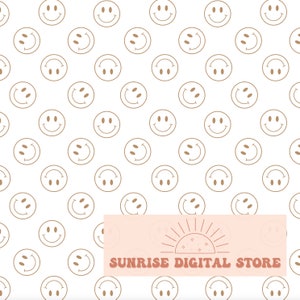 Smile Face Seamless Pattern Tan Color, Repeat Pattern, Commercial Use ...