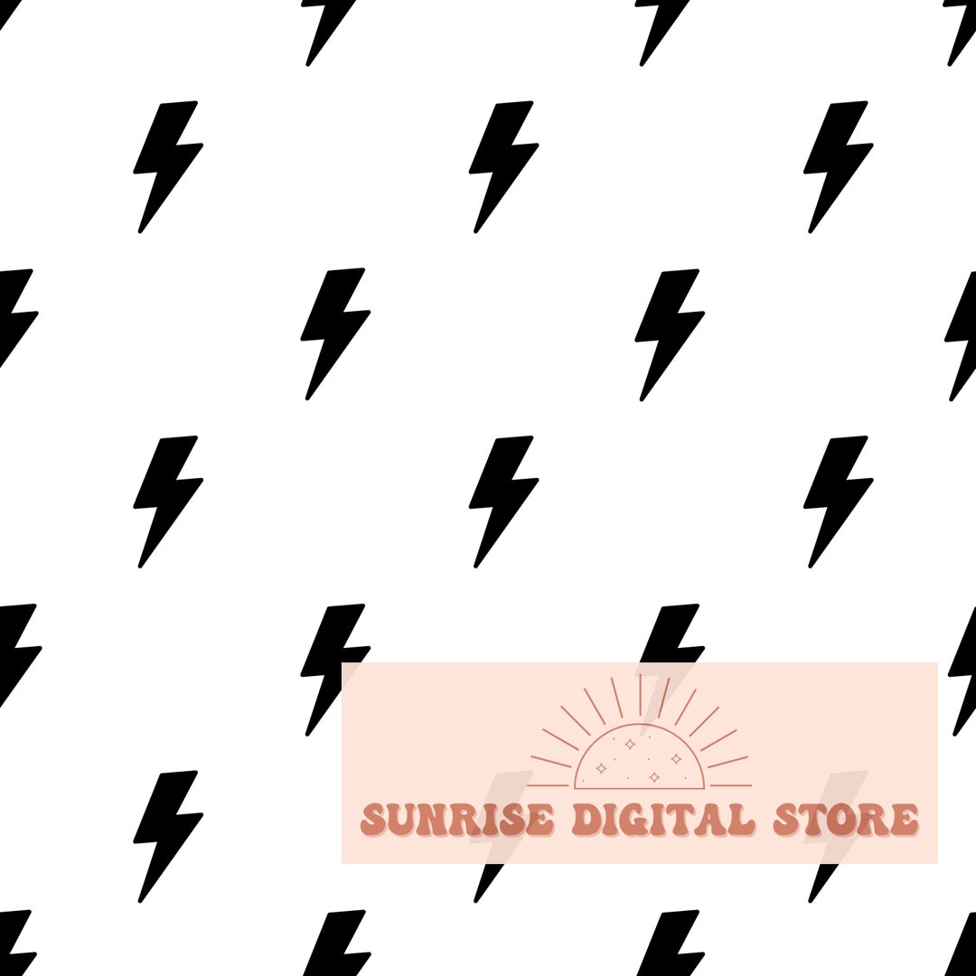 Black Lightning Bolts on White Background Seamless File, Skater ...