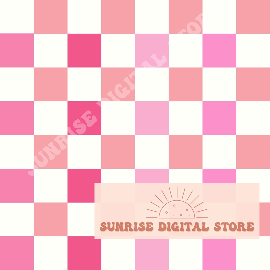 Pink Barbie Inspired Checkered Seamless Pattern, Retro Pink Shades ...