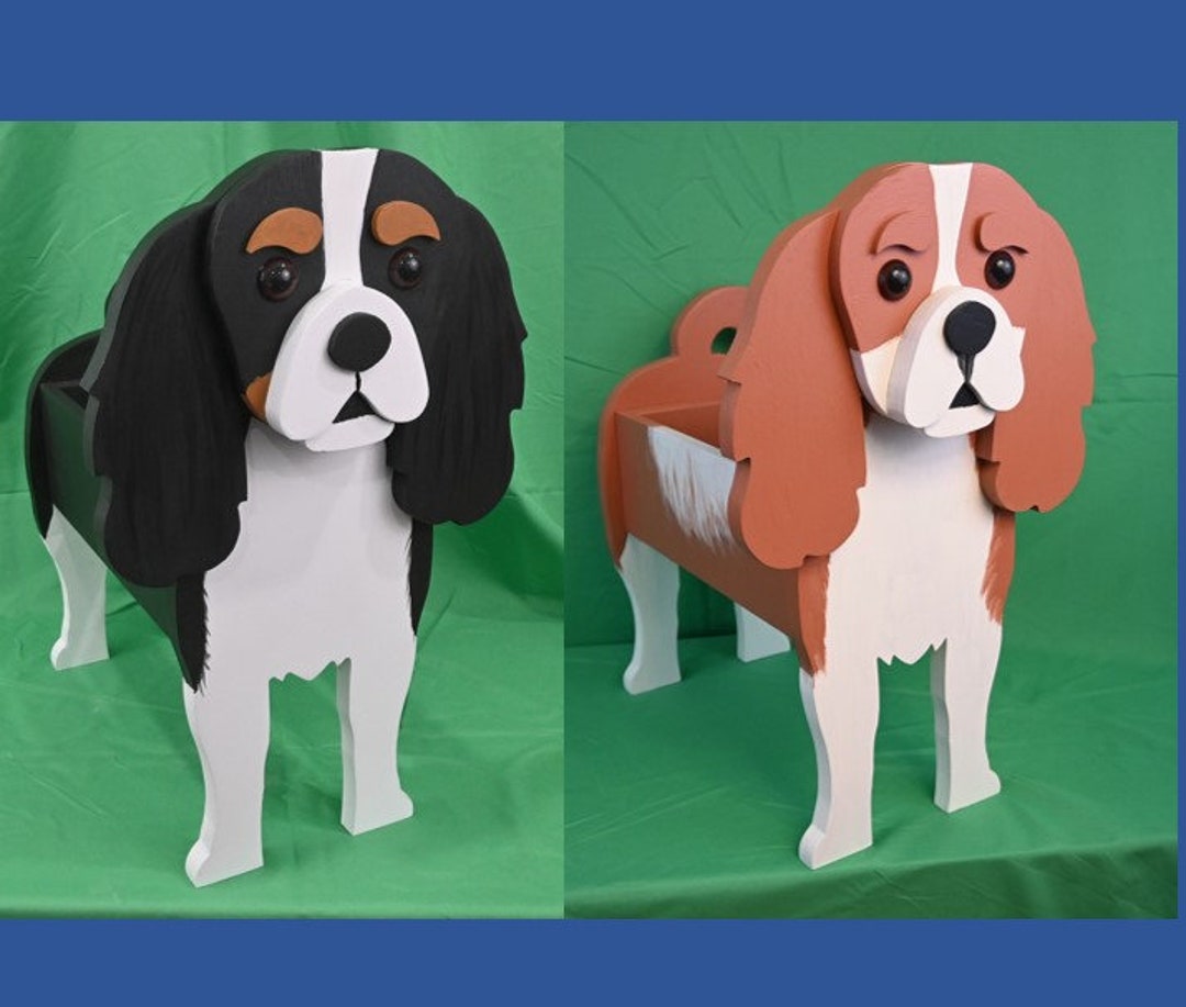 Handcrafted Painted Cavalier King Charles Spaniel Planter, Organizer ...