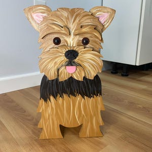Yorkshire Yorkie Terrier Handcrafted Painted Planter, Organizer, Garden ...