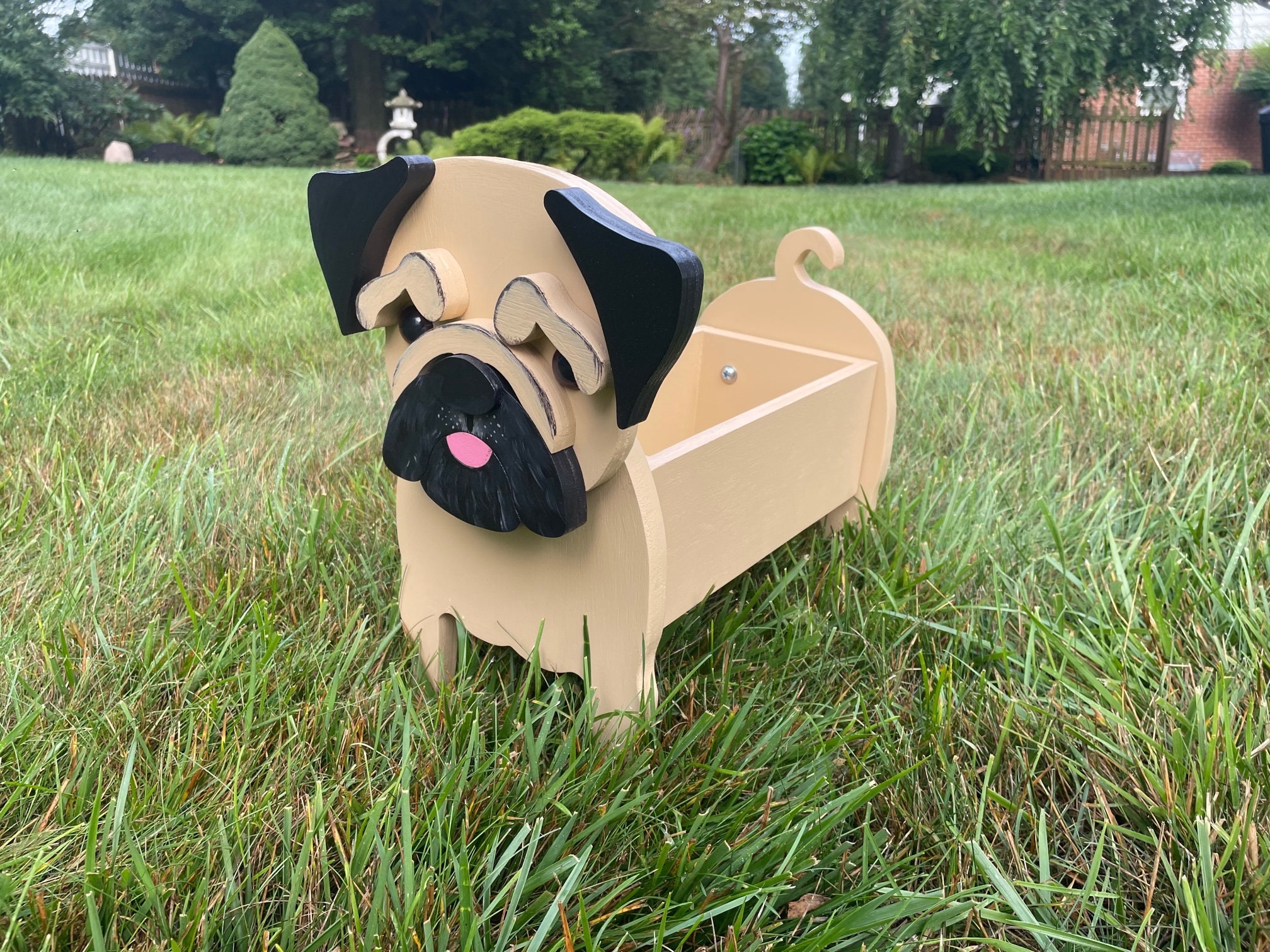 Pug Dog Wood Planter Organizer Patio Indoor Outdoor Home Décor - Etsy