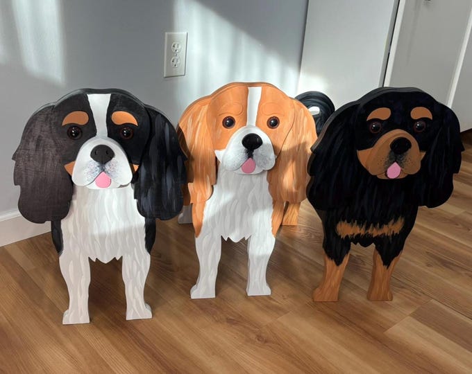 Cavalier King Charles Spaniel Dog Handmade and Painted Wood Organizer ...