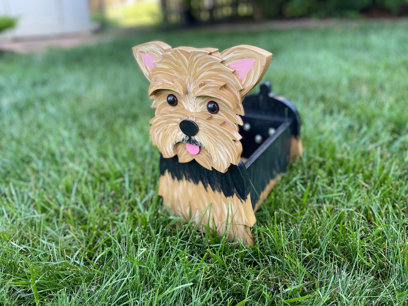 Yorkshire Yorkie Terrier Handcrafted Painted Planter, Organizer, Garden ...