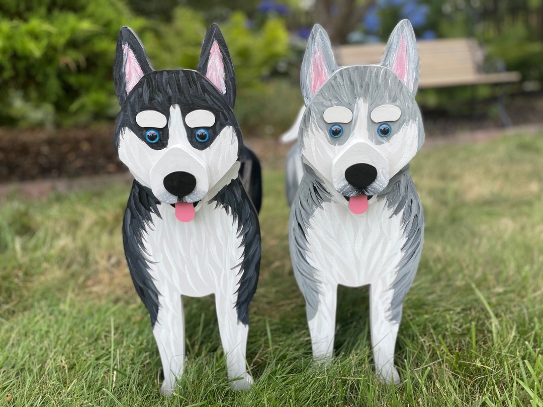 Siberian Husky Dog Organizer Patio Indoor Outdoor Wood Planter - Etsy