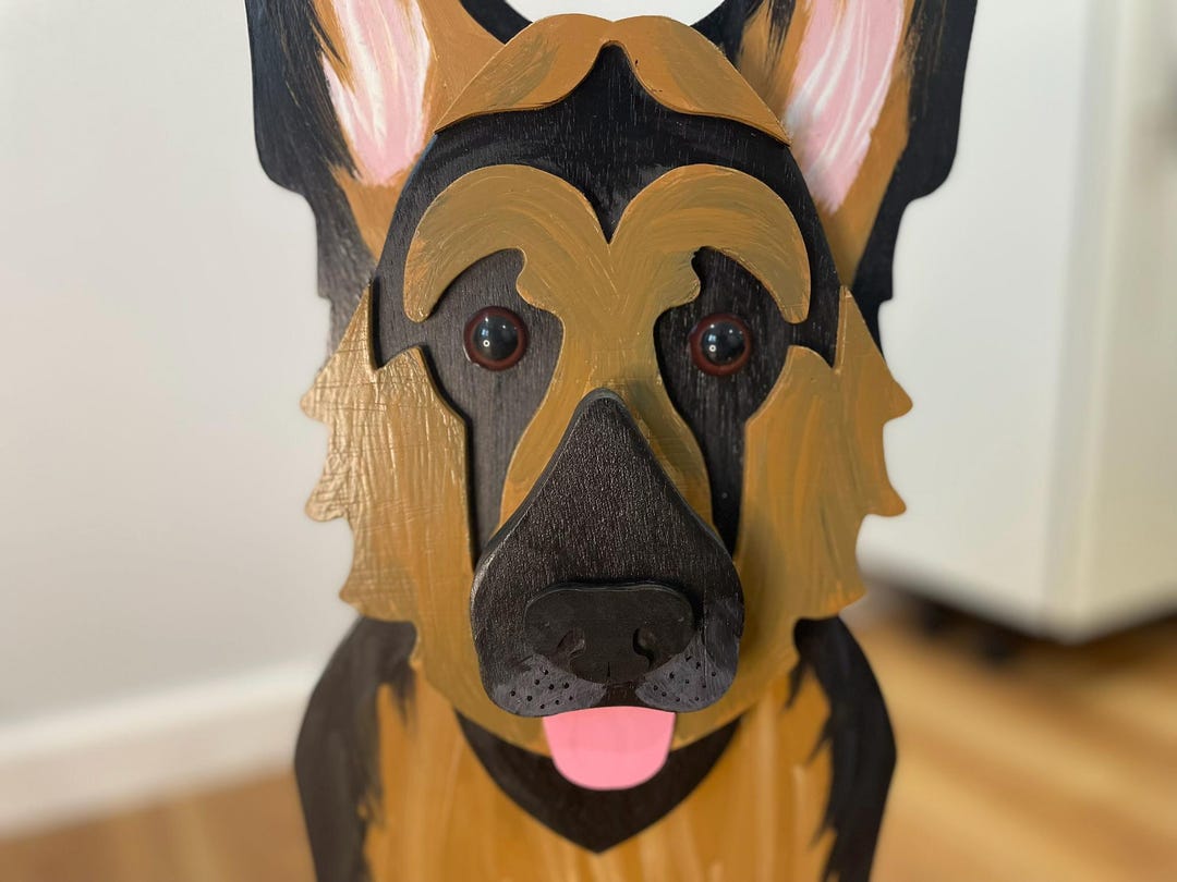 German Shepherd Alsatian Dog Handmade and Painted Wood Organizer ...