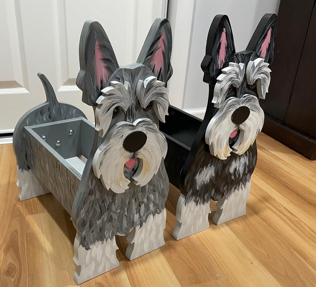 Schnauzer Dog Handmade and Painted Wood Organizer Planter - Ready to ...