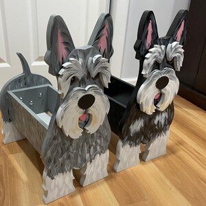 Schnauzer Dog Handmade and Painted Wood Organizer Planter - Ready to ...