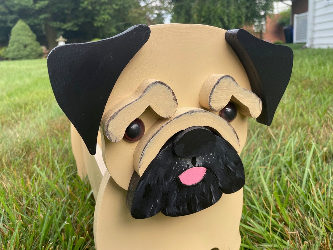 Pug Dog Wood Planter Organizer Patio Indoor Outdoor Home Décor - Etsy