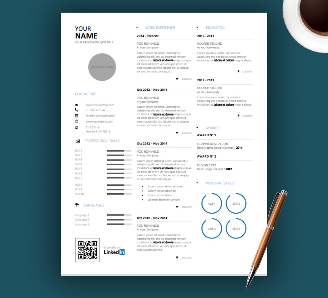 Cv Template Word Resume Google Doc Cv Google Docs CV - Etsy