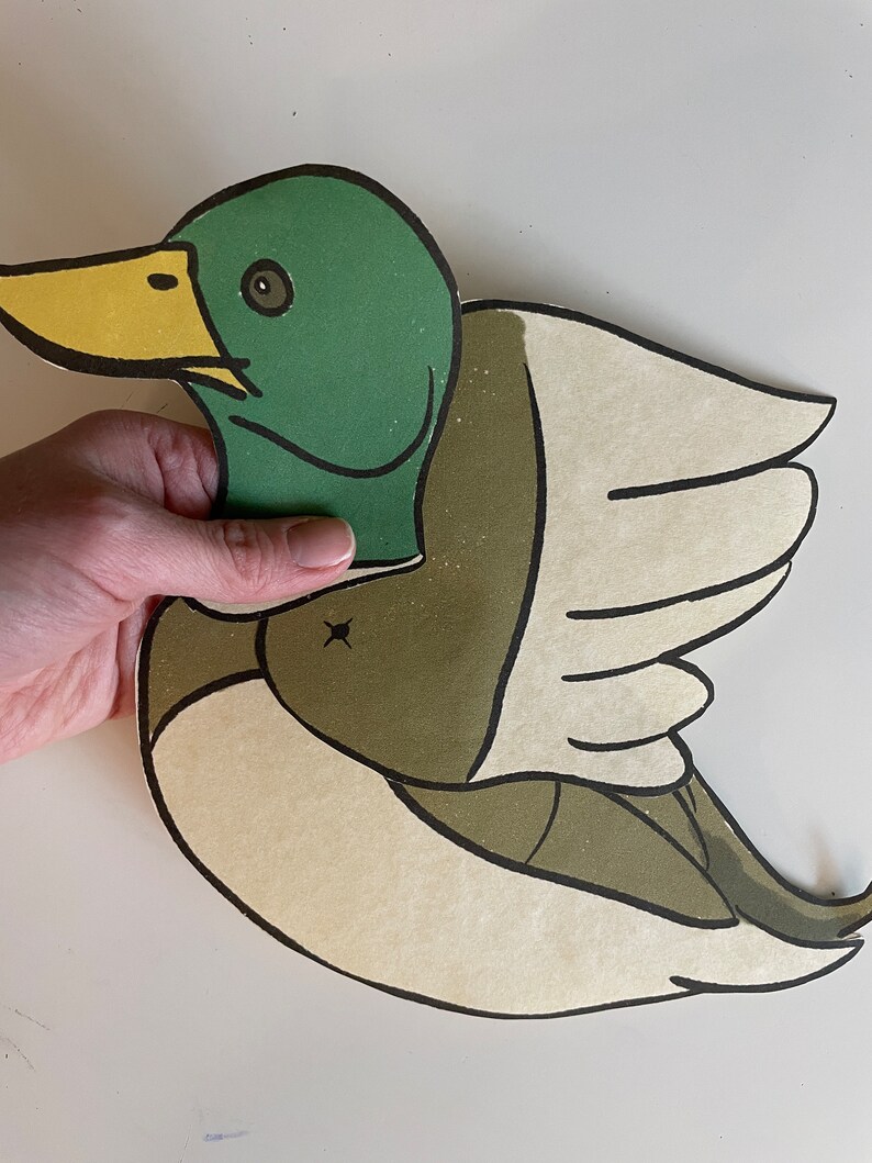 Mallard Duck Paper Puppet Printables line Art Colored - Etsy