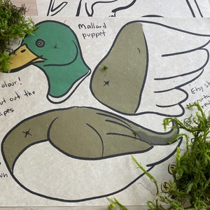 Mallard Duck Paper Puppet Printables line Art Colored - Etsy Canada