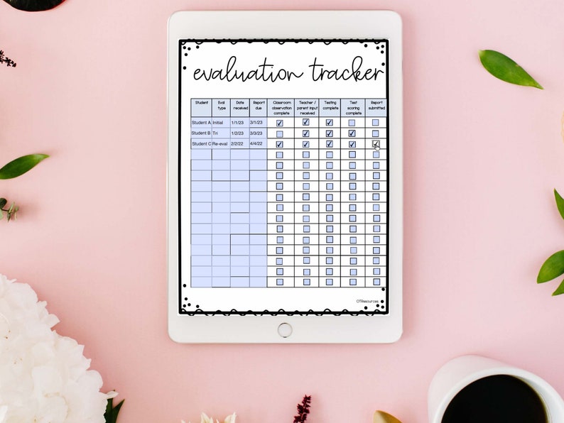 School Therapist Organization Ot, Slp, Pt Caseload Management Forms ...