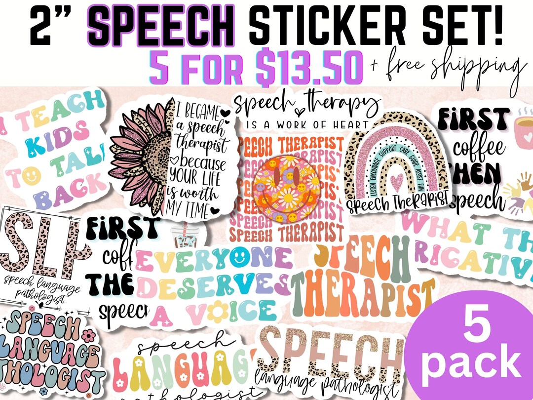 5 Pack SPEECH Small Sticker Bundle | 2" Sticker Set | Speech Therapist ...