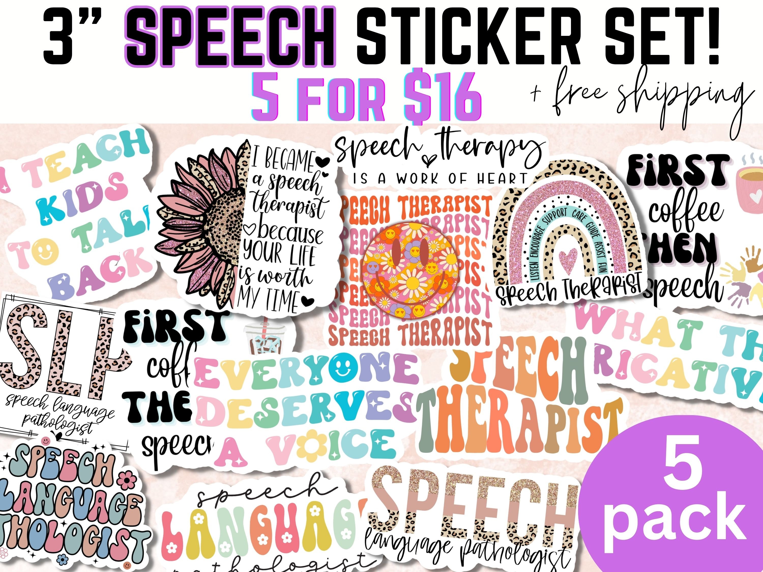 5 Pack SPEECH Sticker Bundle | 3" Sticker Set | Speech Therapist ...