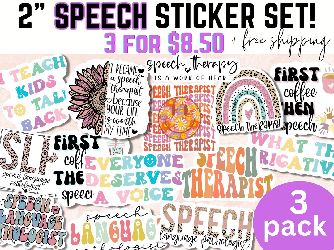 3 Pack SPEECH Small Sticker Bundle | 2" Sticker Set | Speech Therapist ...