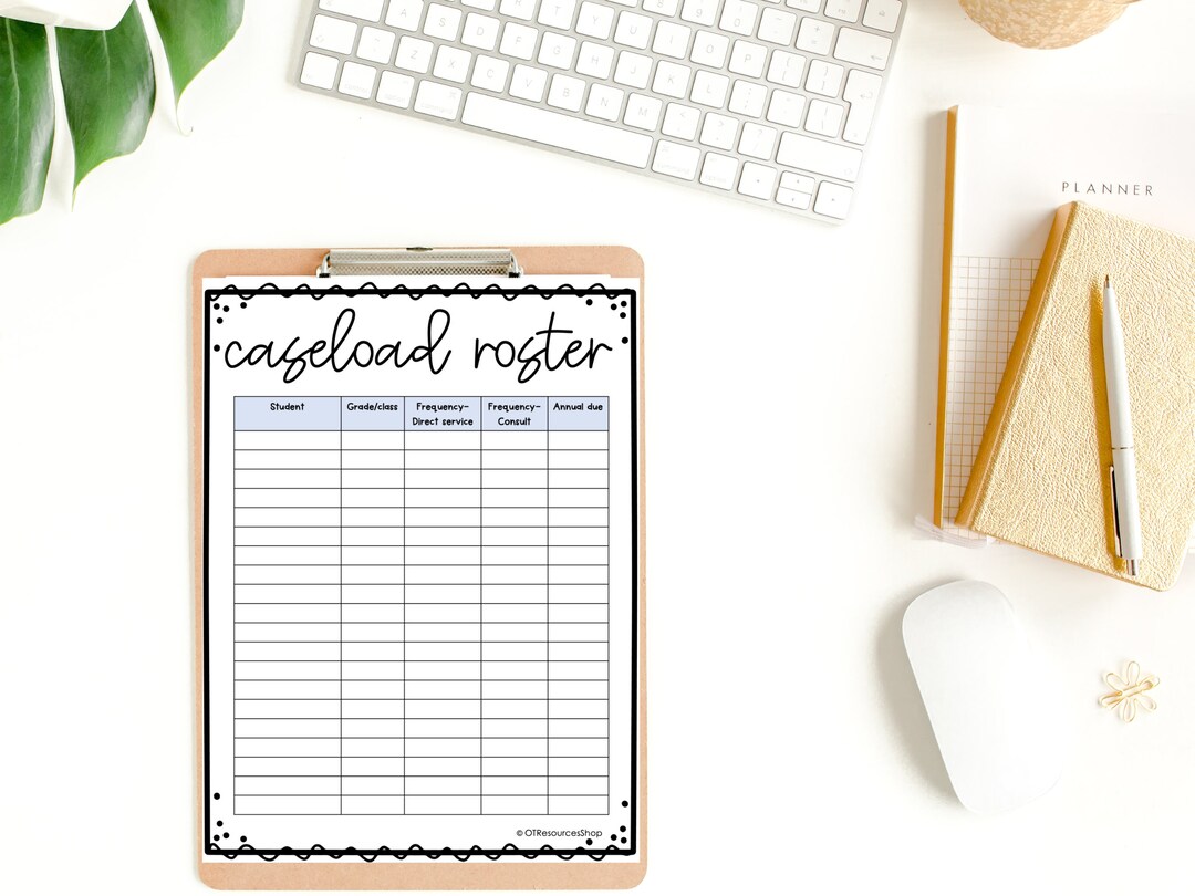 School Therapist Organization Ot, Slp, Pt Caseload Management Forms ...