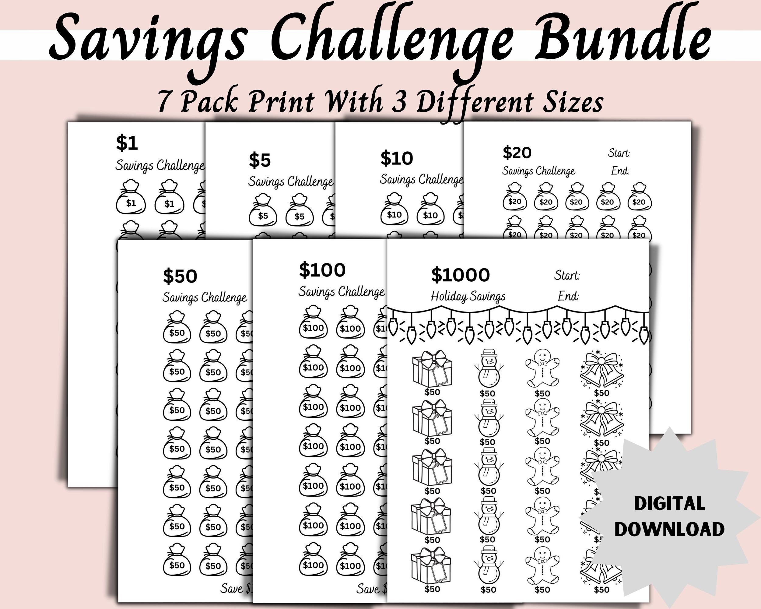 Savings Challenge Printable, Savings Challenge Bundle, US Letter, A4 ...