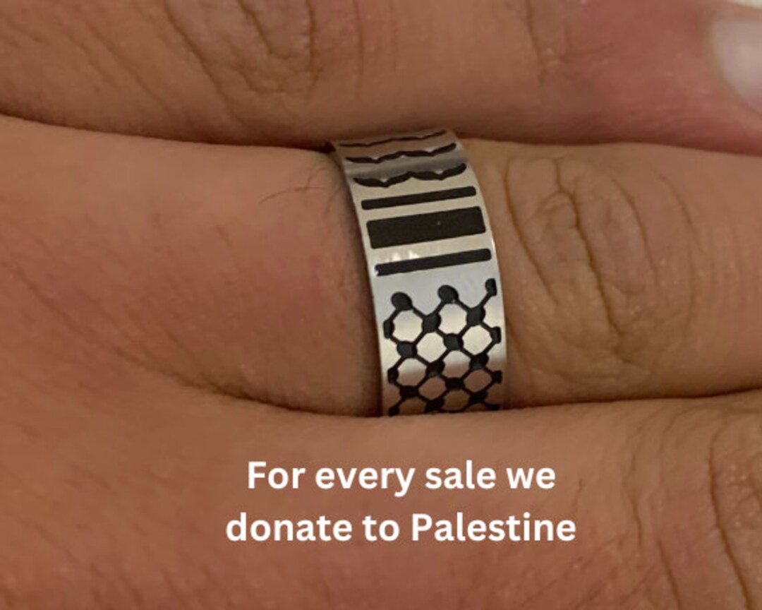 Palestine Ring, Silver Palestine Keffiyeh Ring, Palestine Gift, Muslim ...
