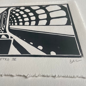 Metro IV Handprinted Original Linocut - Etsy