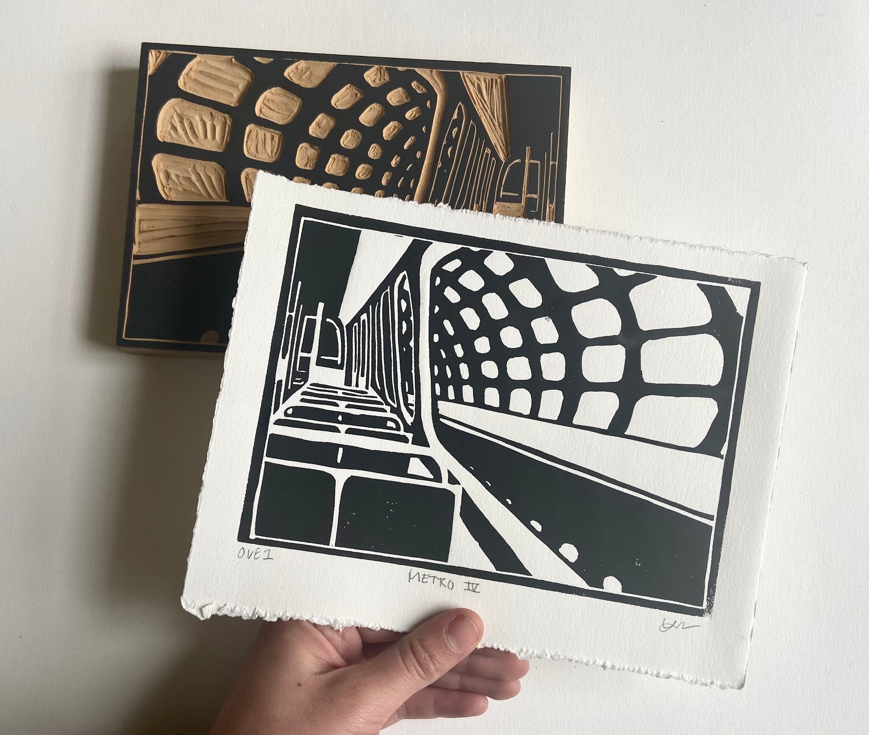 Metro IV Handprinted Original Linocut - Etsy