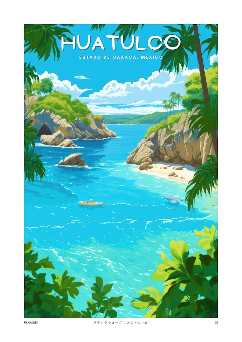 Huatulco, Oaxaca (v5) Poster | Mexico Travel Poster | Instant Download ...