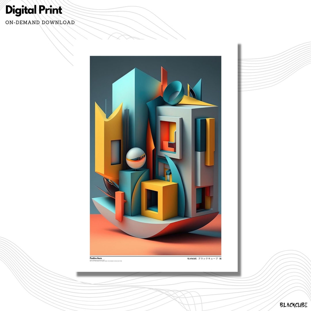 Modern Shapes (v12) 3D Cube Poster, Limited Series | Digital Print, On ...